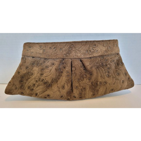 Lauren Merkin | Bags | Lauren Merkin Brown Suede Cutout Clutch Bag ...